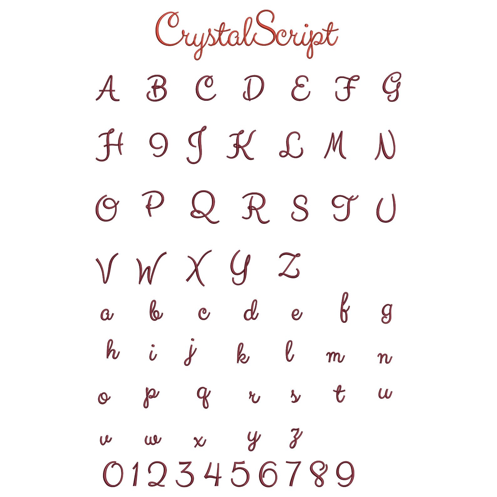 BX Cursive Machine Embroidery Font, Monogram Script Alphabet, Satin ...