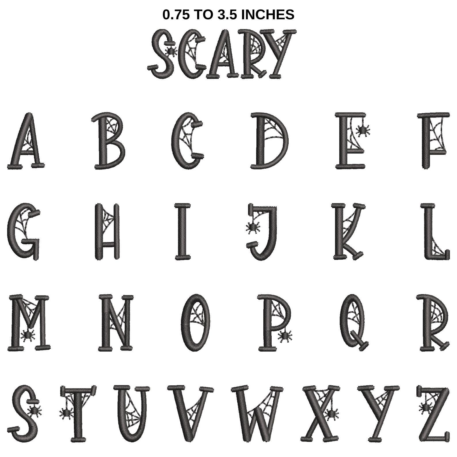 Scary Monogram Machine Embroidery Designs, Halloween BX Fonts, Satin ...
