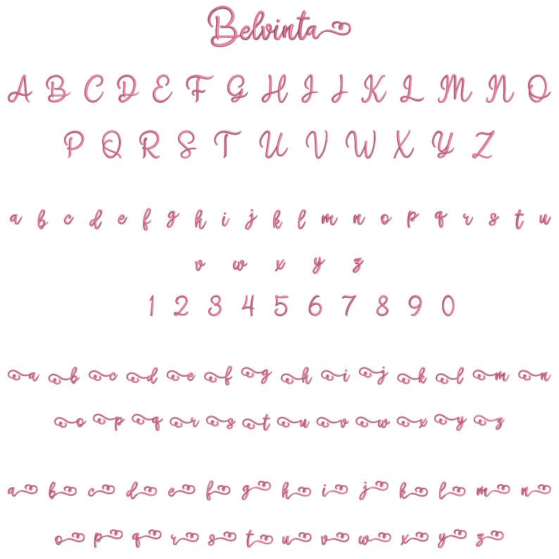 BX Cursive Machine Embroidery Font, Monogram Script Alphabet, Satin ...