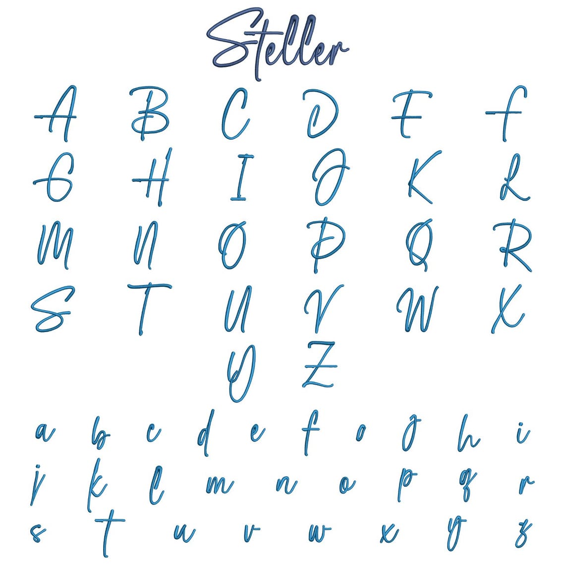 BX Cursive Machine Embroidery Font, Monogram Script Alphabet, Satin ...