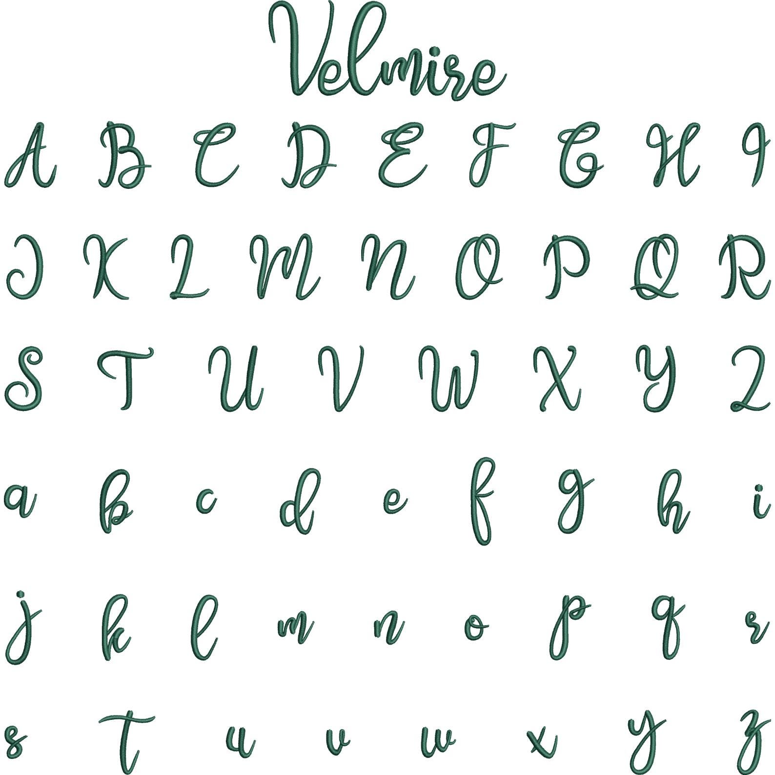 BX Cursive Machine Embroidery Font, Monogram Script Alphabet, Satin ...
