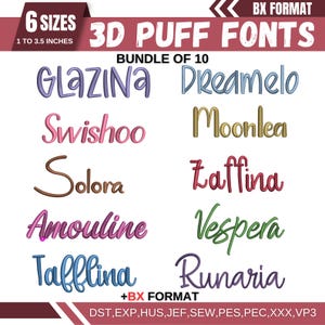 BX 3D Puff Font Machine Embroidery Designs Bundle, Full Alphabet Designs, Uppercase Lowercase ...