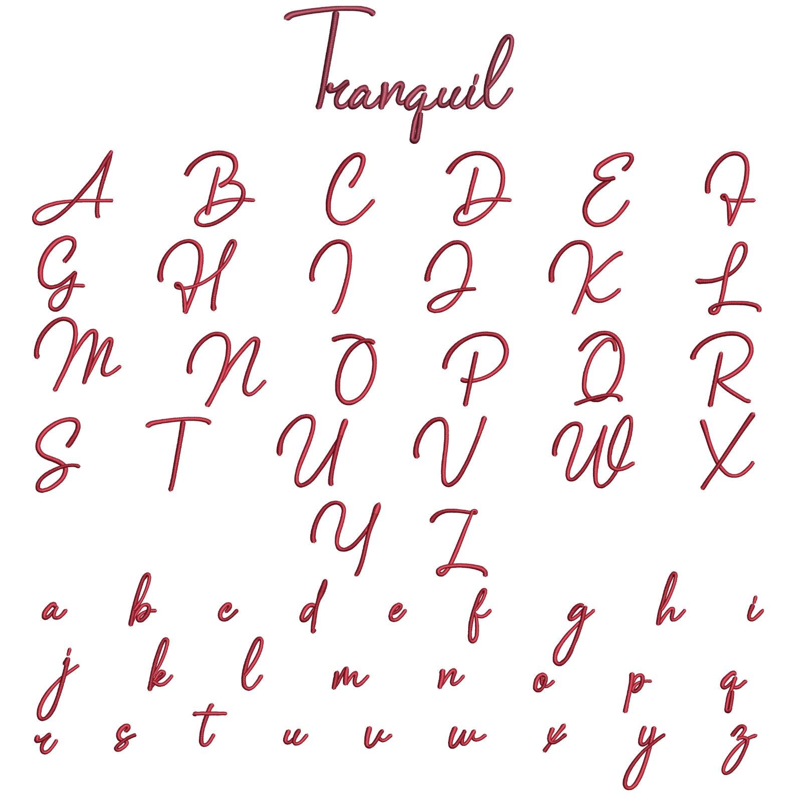 BX Cursive Machine Embroidery Font, Monogram Script Alphabet, Satin ...