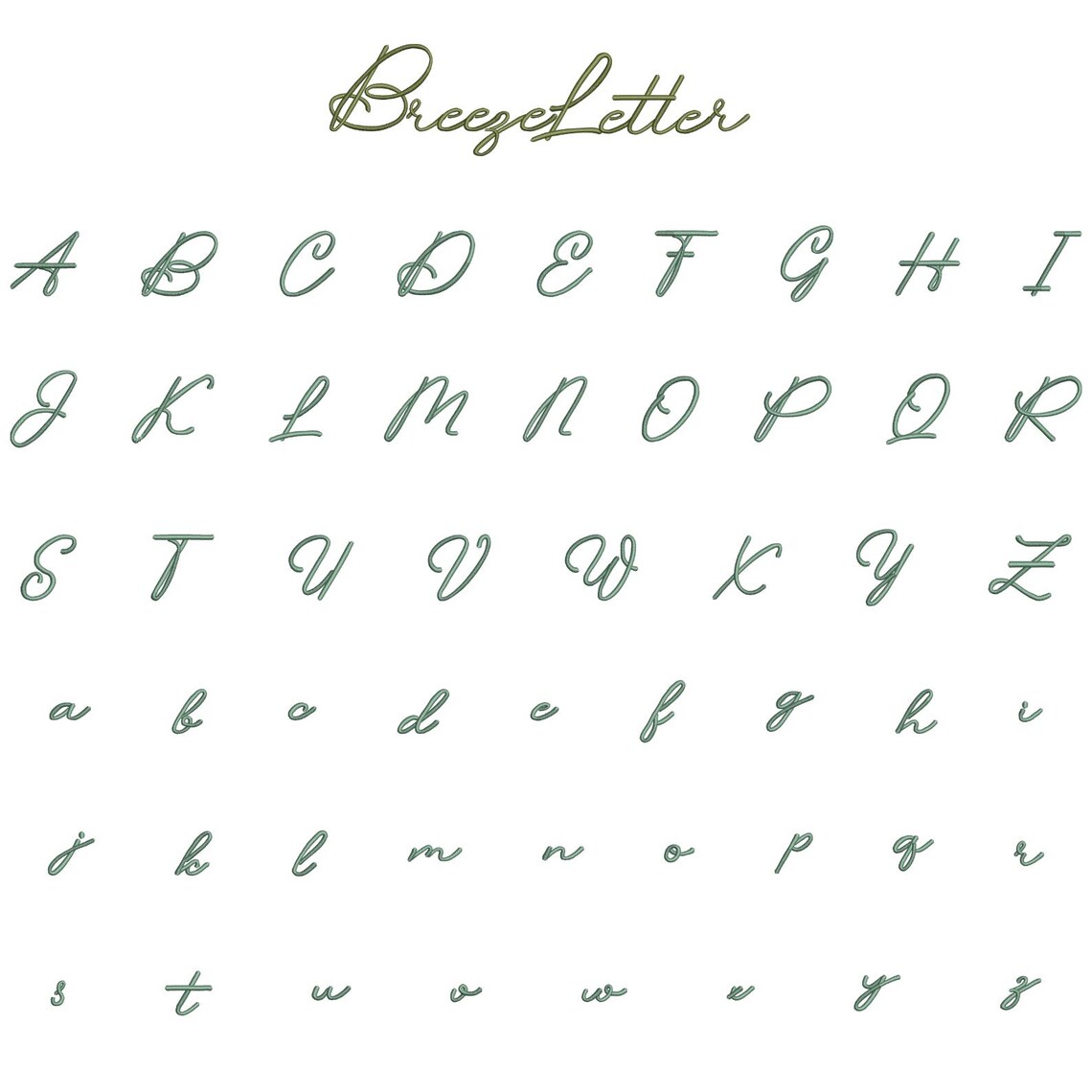 BX Cursive Machine Embroidery Font, Monogram Script Alphabet, Satin ...