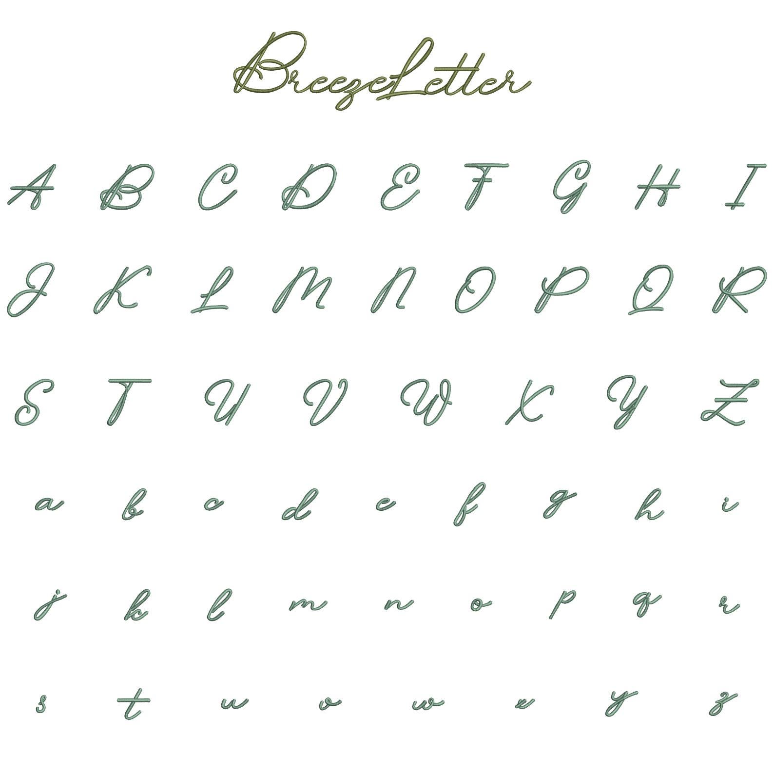 BX Cursive Machine Embroidery Font, Monogram Script Alphabet, Satin ...