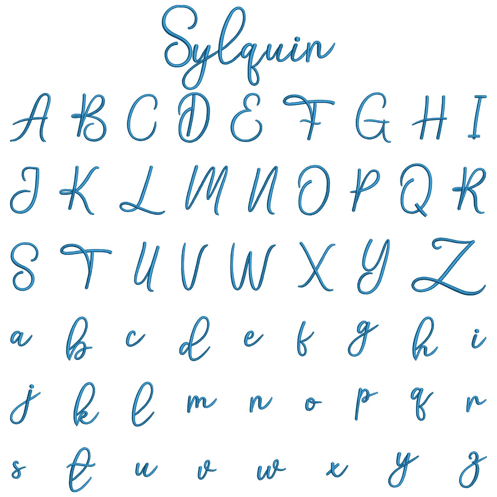 BX Cursive Machine Embroidery Font, Monogram Script Alphabet, Satin ...