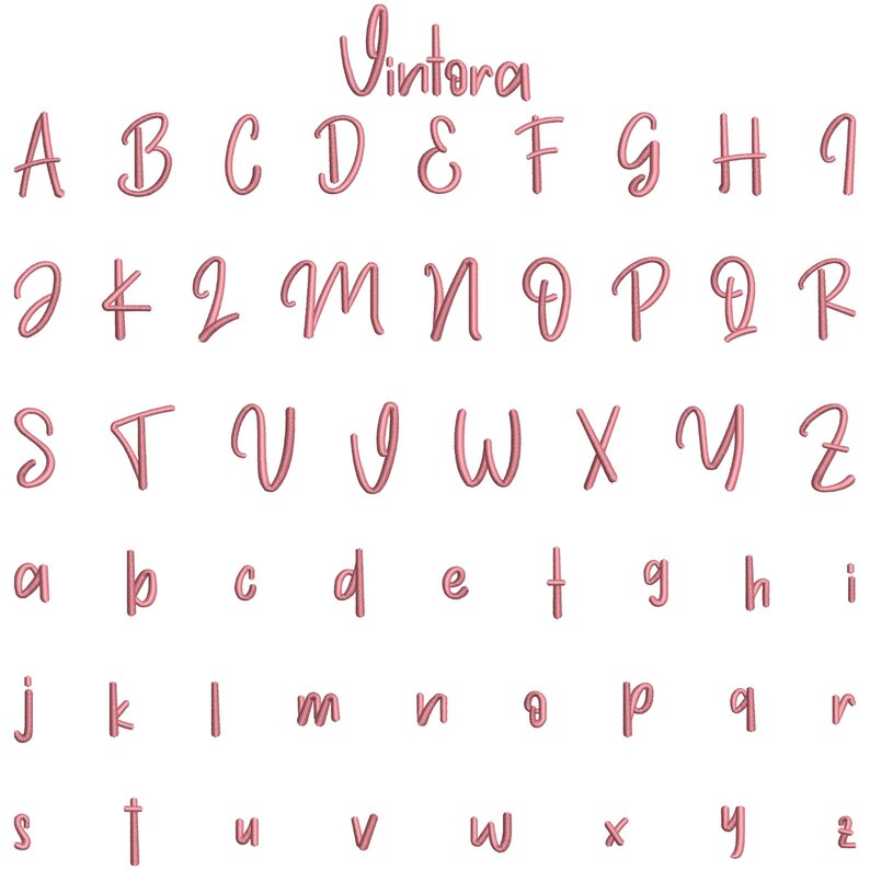 Modern Cursive Machine Embroidery Font, Monogram Script Alphabet, Satin ...