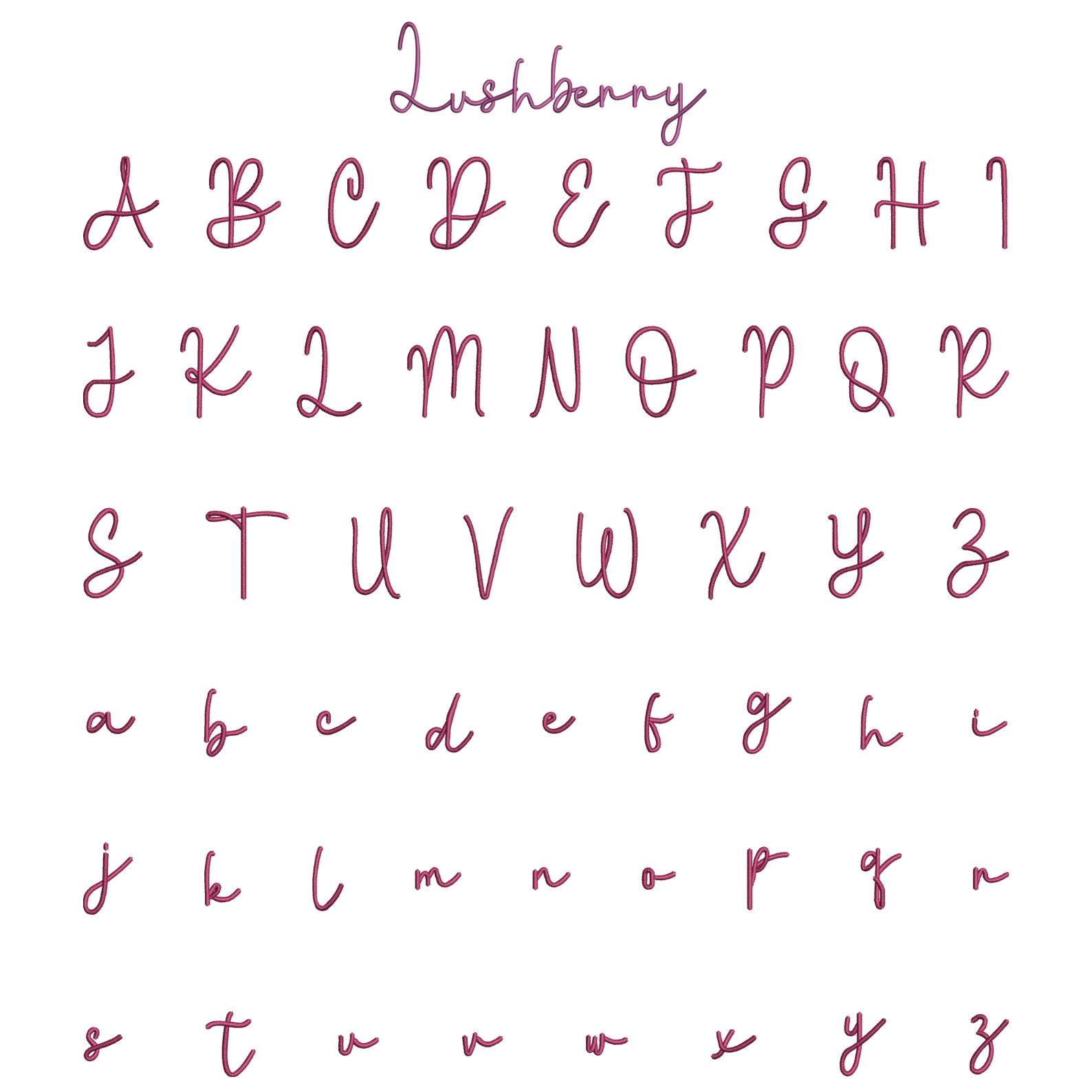 BX Cursive Machine Embroidery Font, Monogram Script Alphabet, Satin ...