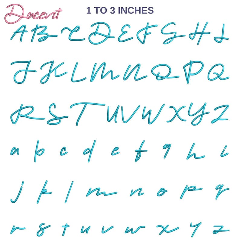 BX Cursive Machine Embroidery Font, Monogram Script Alphabet, Satin ...