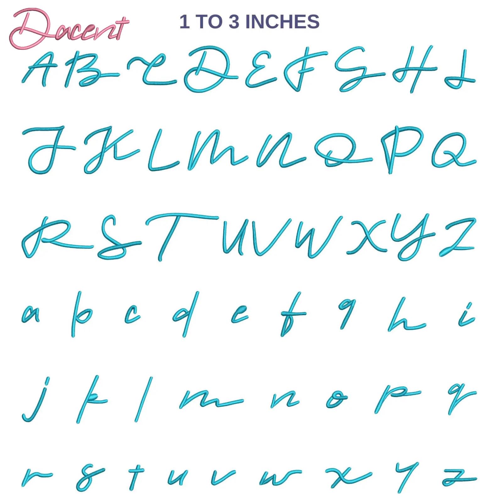 BX Cursive Machine Embroidery Font, Monogram Script Alphabet, Satin ...