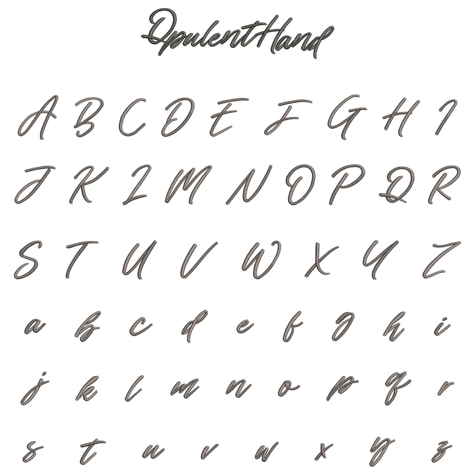 BX Cursive Machine Embroidery Font, Monogram Script Alphabet, Satin ...