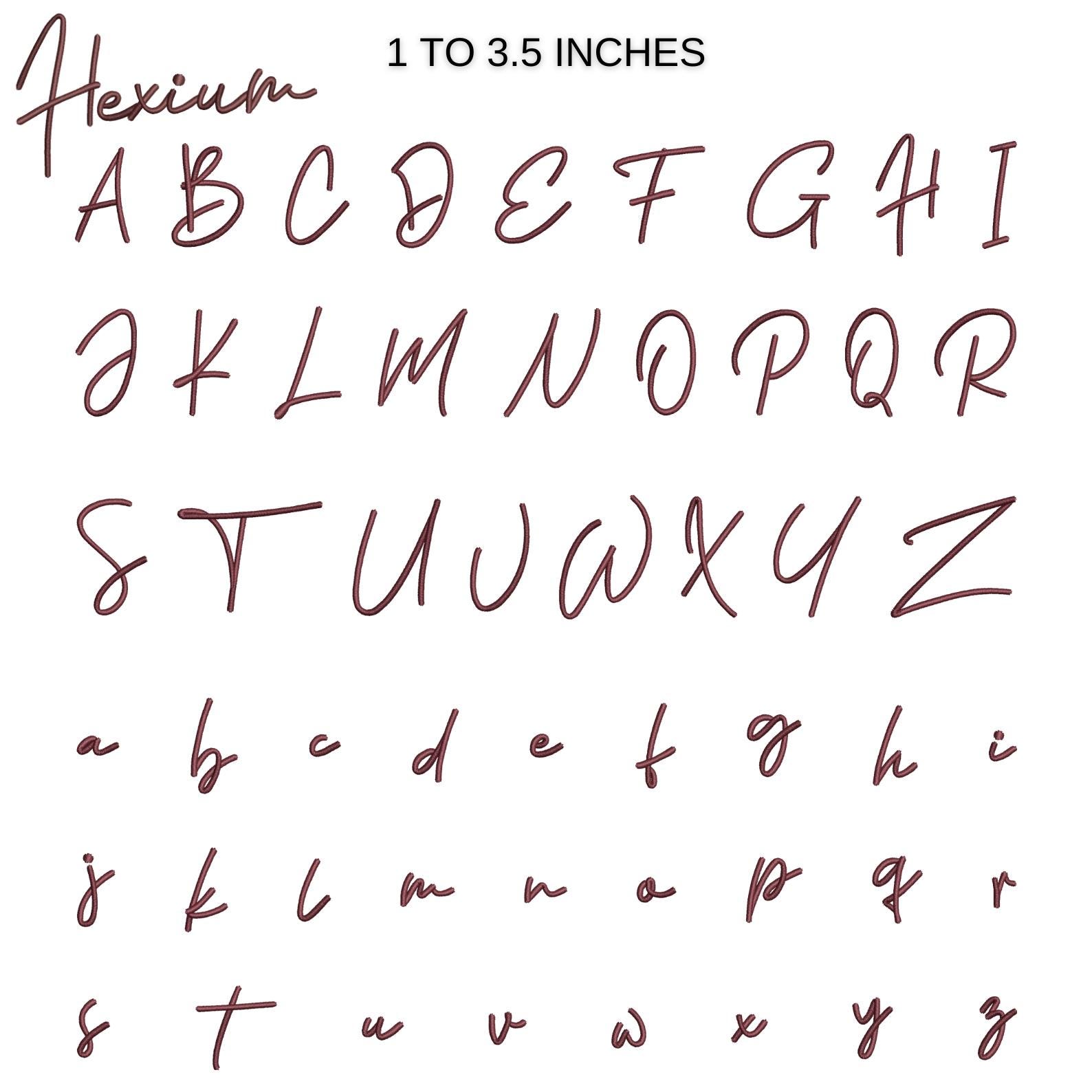 BX Cursive Machine Embroidery Font, Monogram Script Alphabet, Satin ...