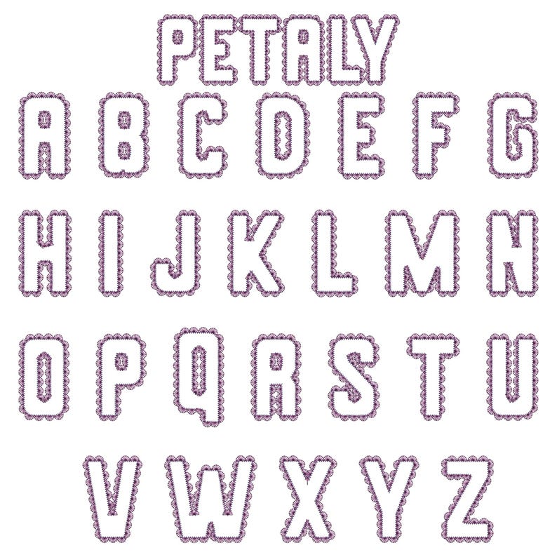 Lacey Satin BX Applique Font, Faux Lace Applique, Machine Embroidery ...