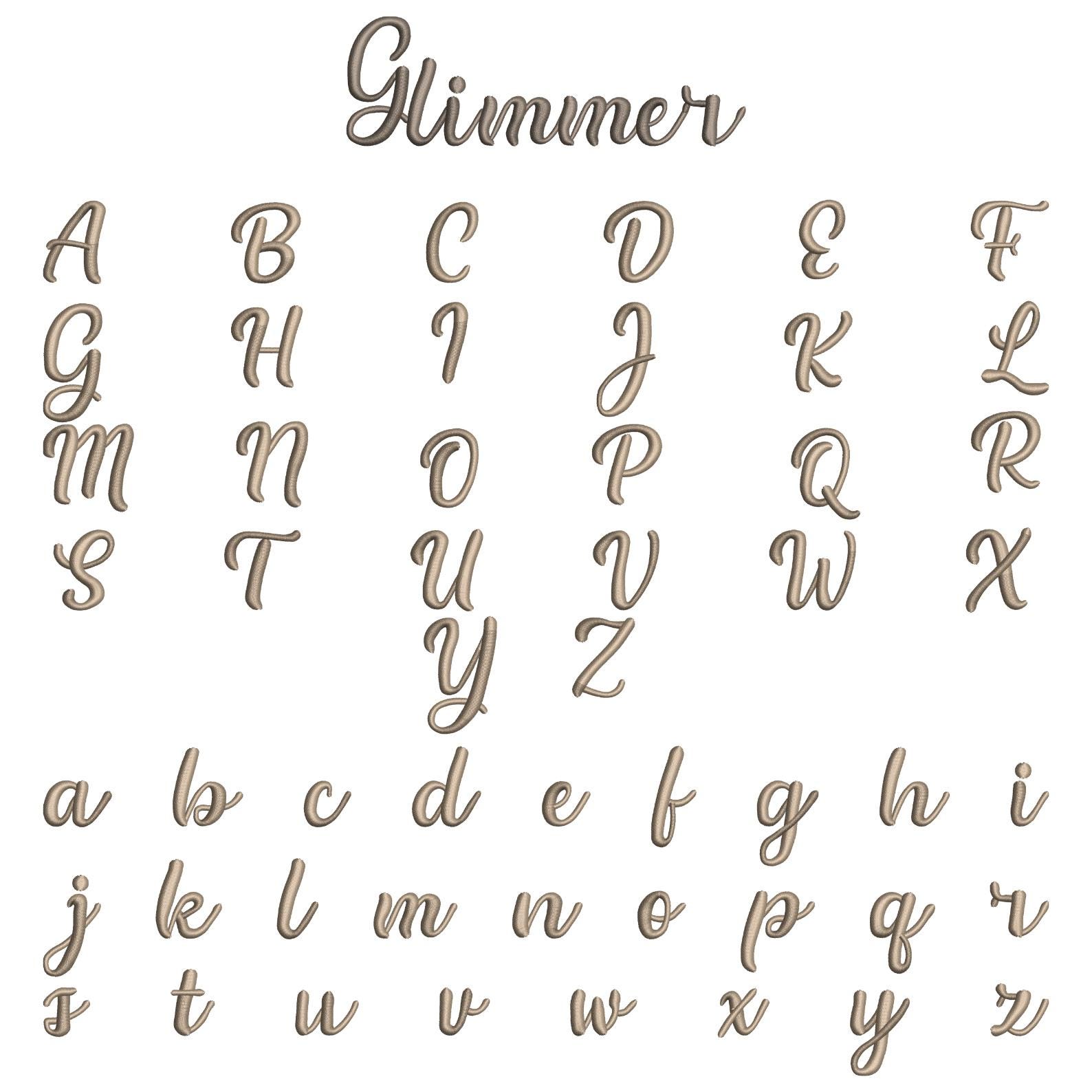 BX Cursive Machine Embroidery Font, Monogram Script Alphabet, Satin ...