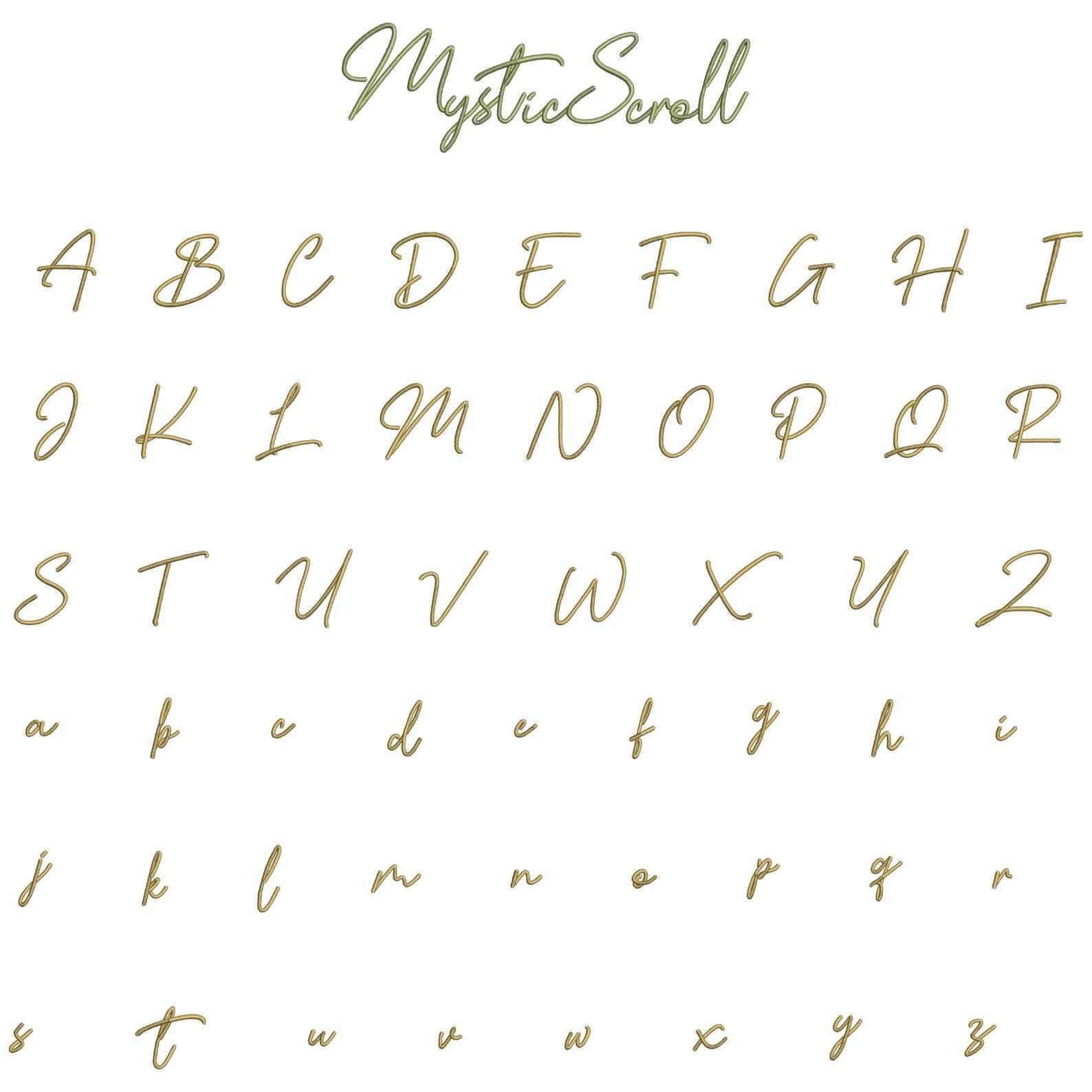BX Cursive Machine Embroidery Font, Monogram Script Alphabet, Satin ...