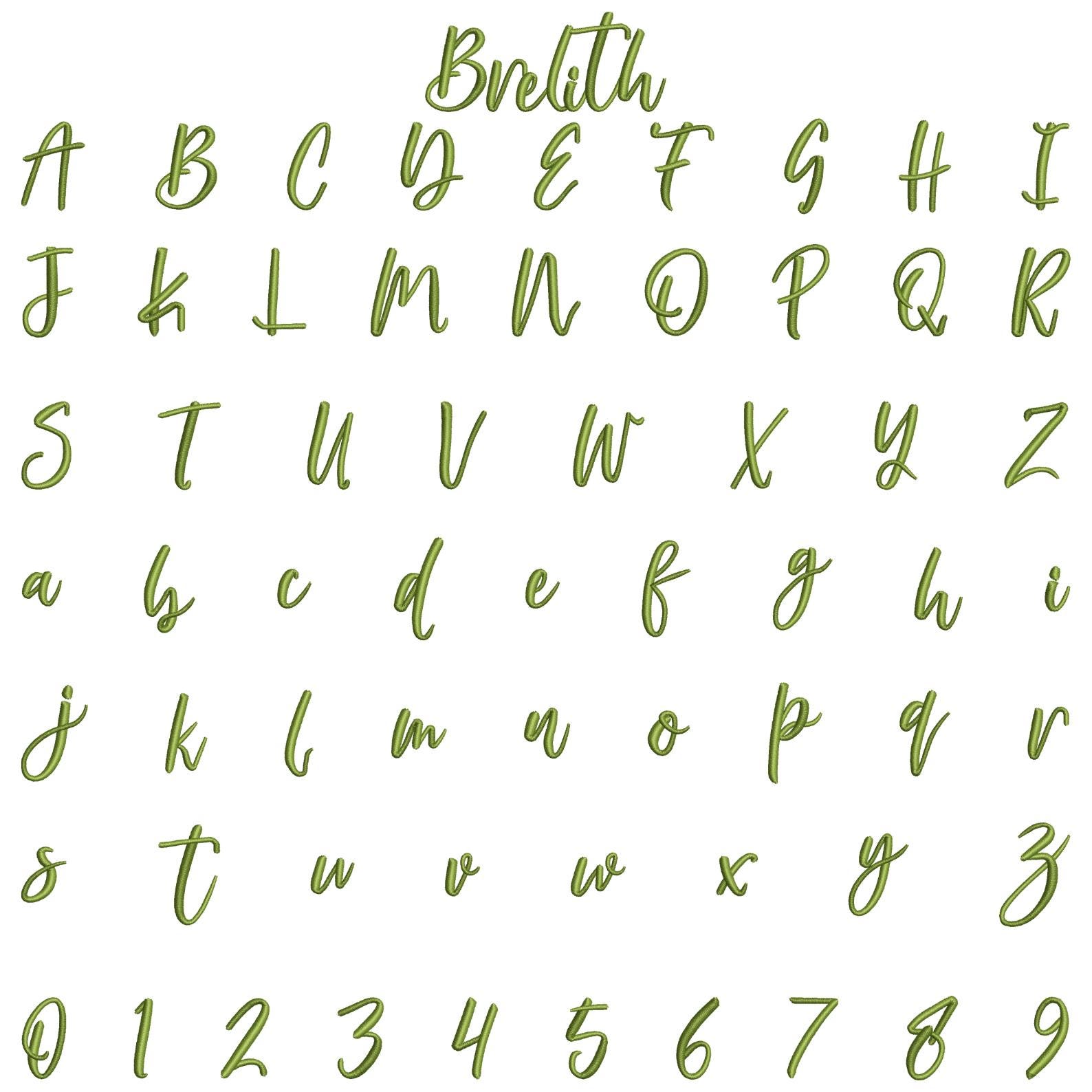 Modern Cursive Machine Embroidery Font, Monogram Script Alphabet, Satin ...