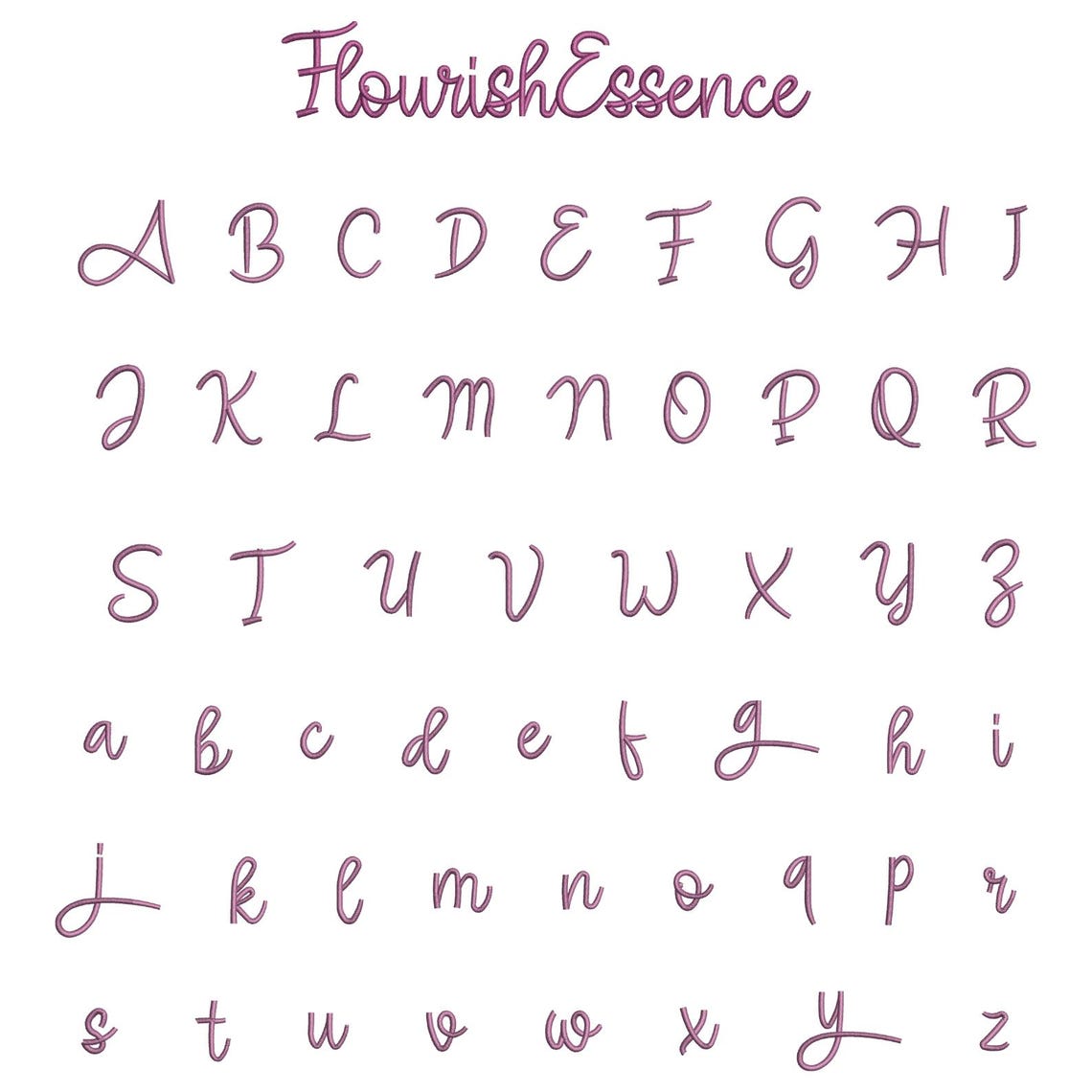BX Cursive Machine Embroidery Font, Monogram Script Alphabet, Satin ...