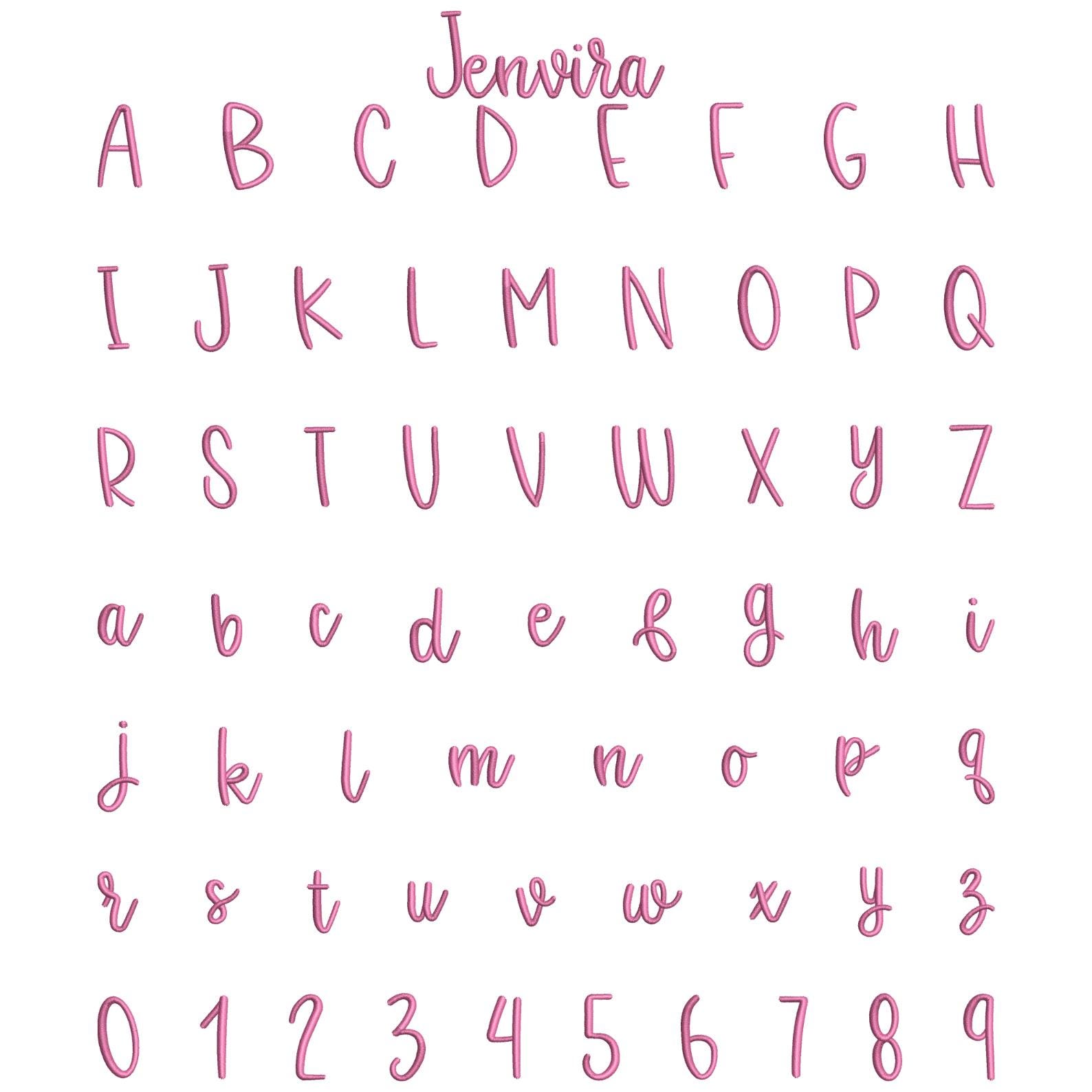 Modern Cursive Machine Embroidery Font, Monogram Script Alphabet, Satin ...