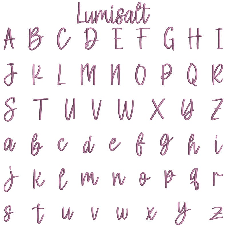 Modern Cursive Machine Embroidery Font, Monogram Script Alphabet, Satin ...