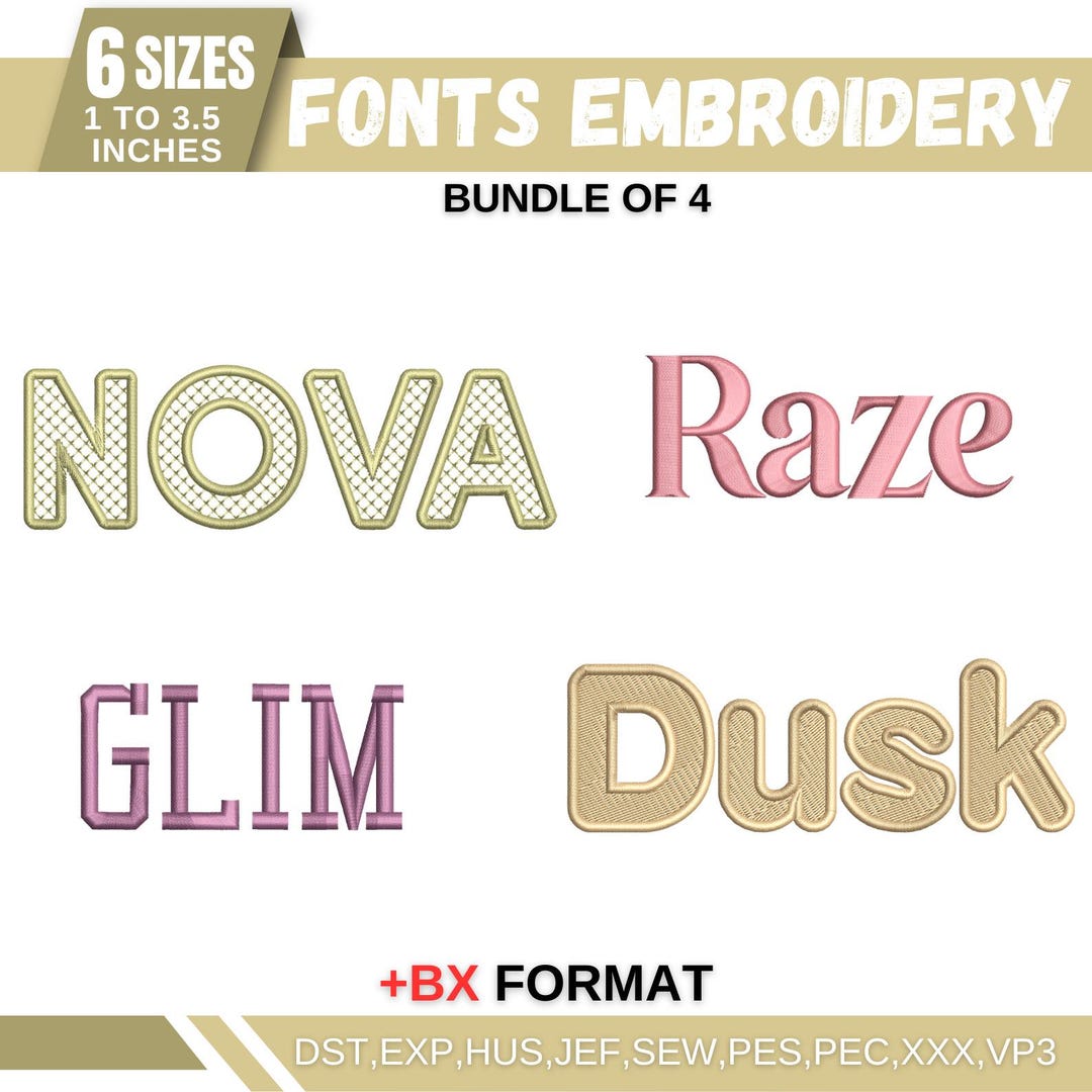 BX Block Machine Embroidery Font, Monogram Script Alphabet, Satin ...