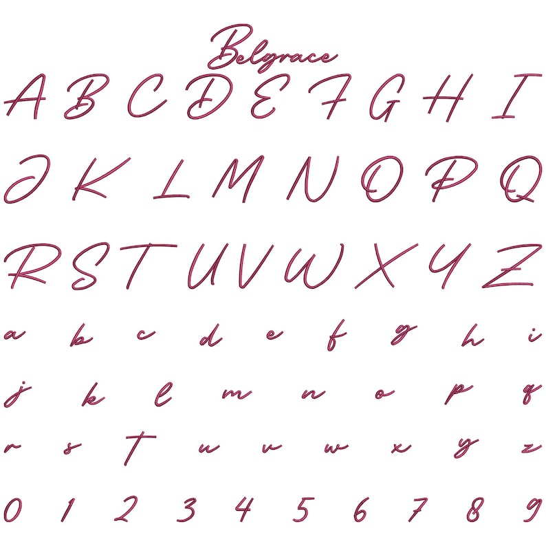 BX Cursive Machine Embroidery Font, Monogram Script Alphabet, Satin ...