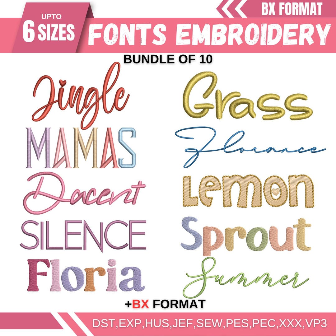 BX Cursive Machine Embroidery Font, Monogram Script Alphabet, Satin ...