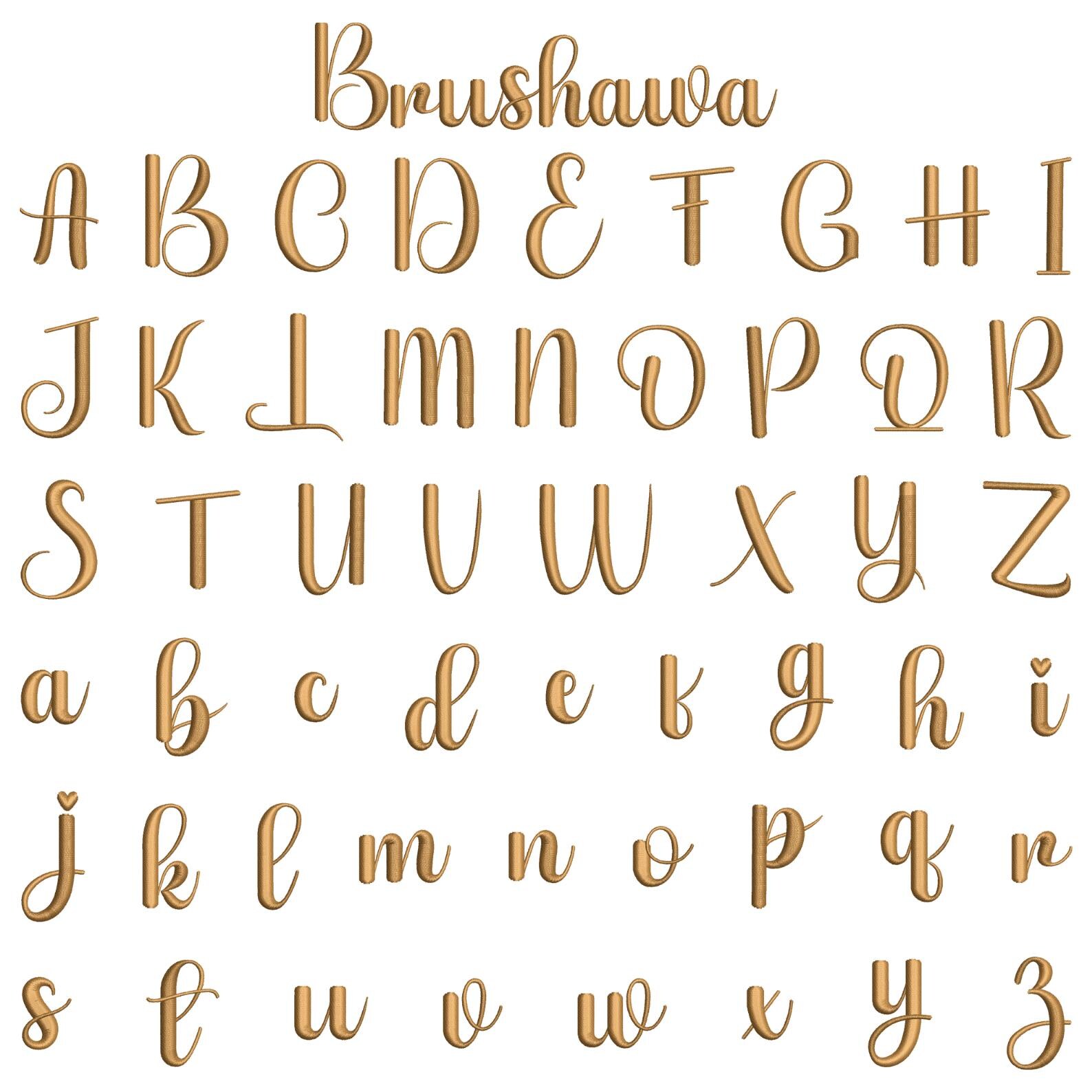 BX Cursive Machine Embroidery Font, Monogram Script Alphabet, Satin ...