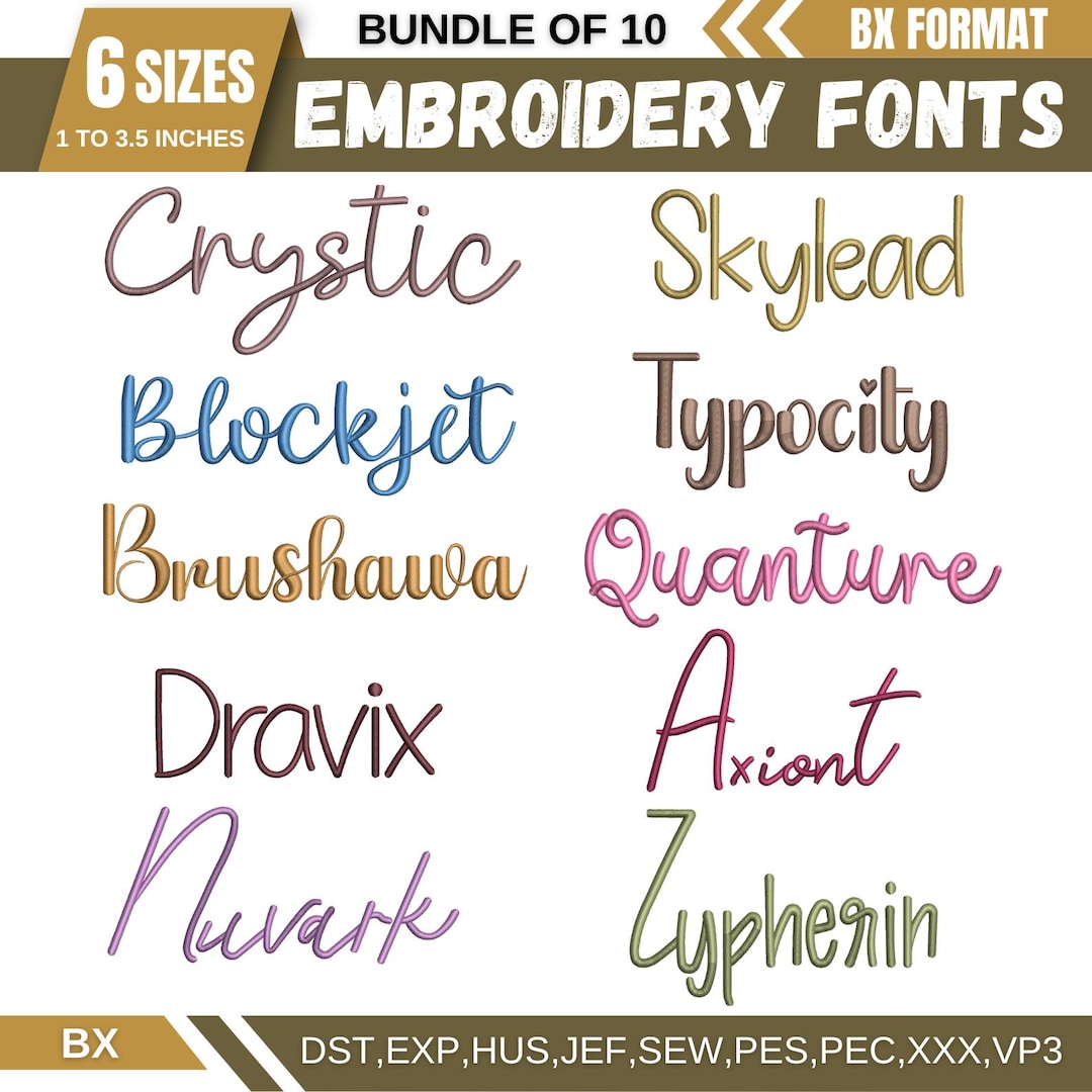 BX Cursive Machine Embroidery Font, Monogram Script Alphabet, Satin ...
