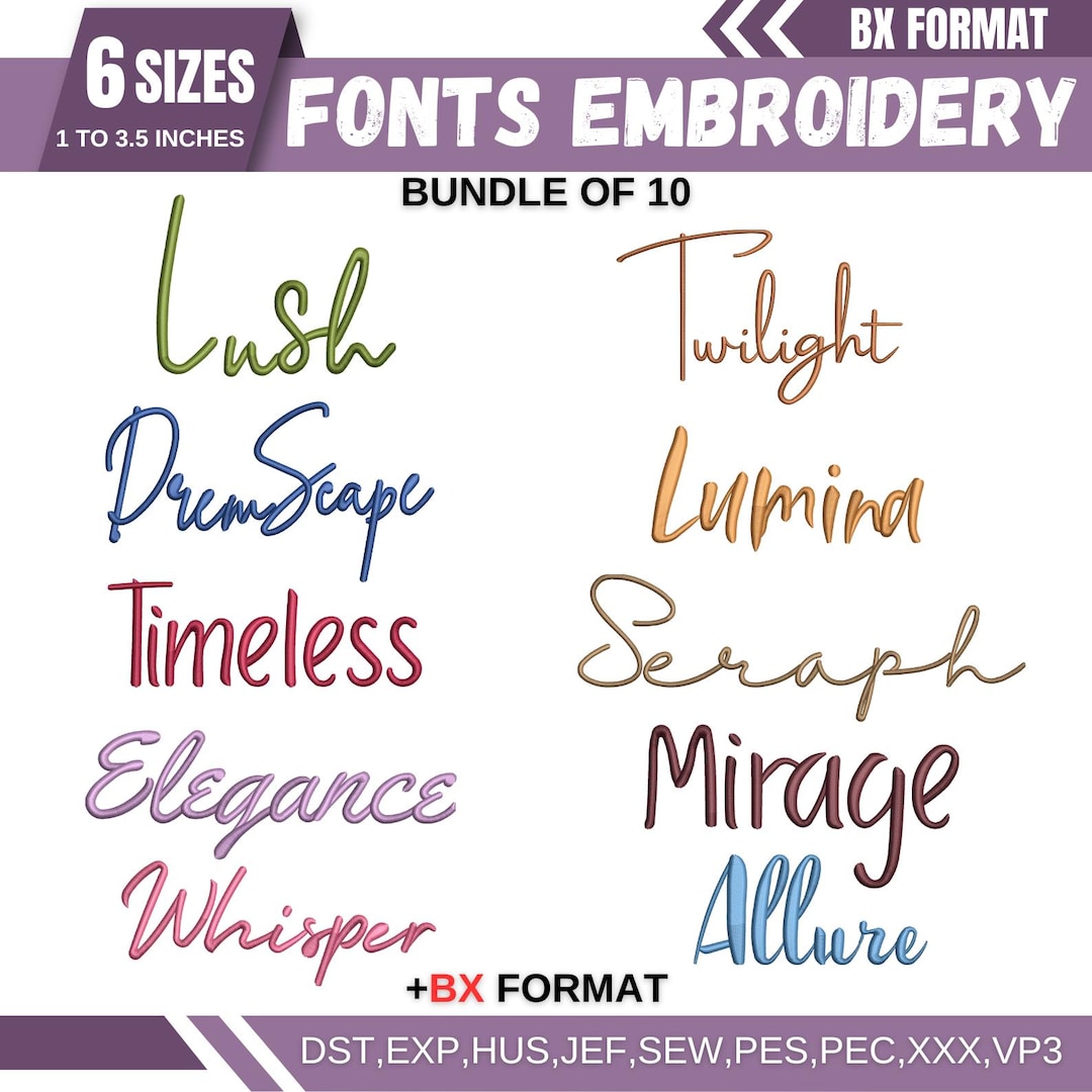 BX Cursive Machine Embroidery Font, Monogram Script Alphabet, Satin ...