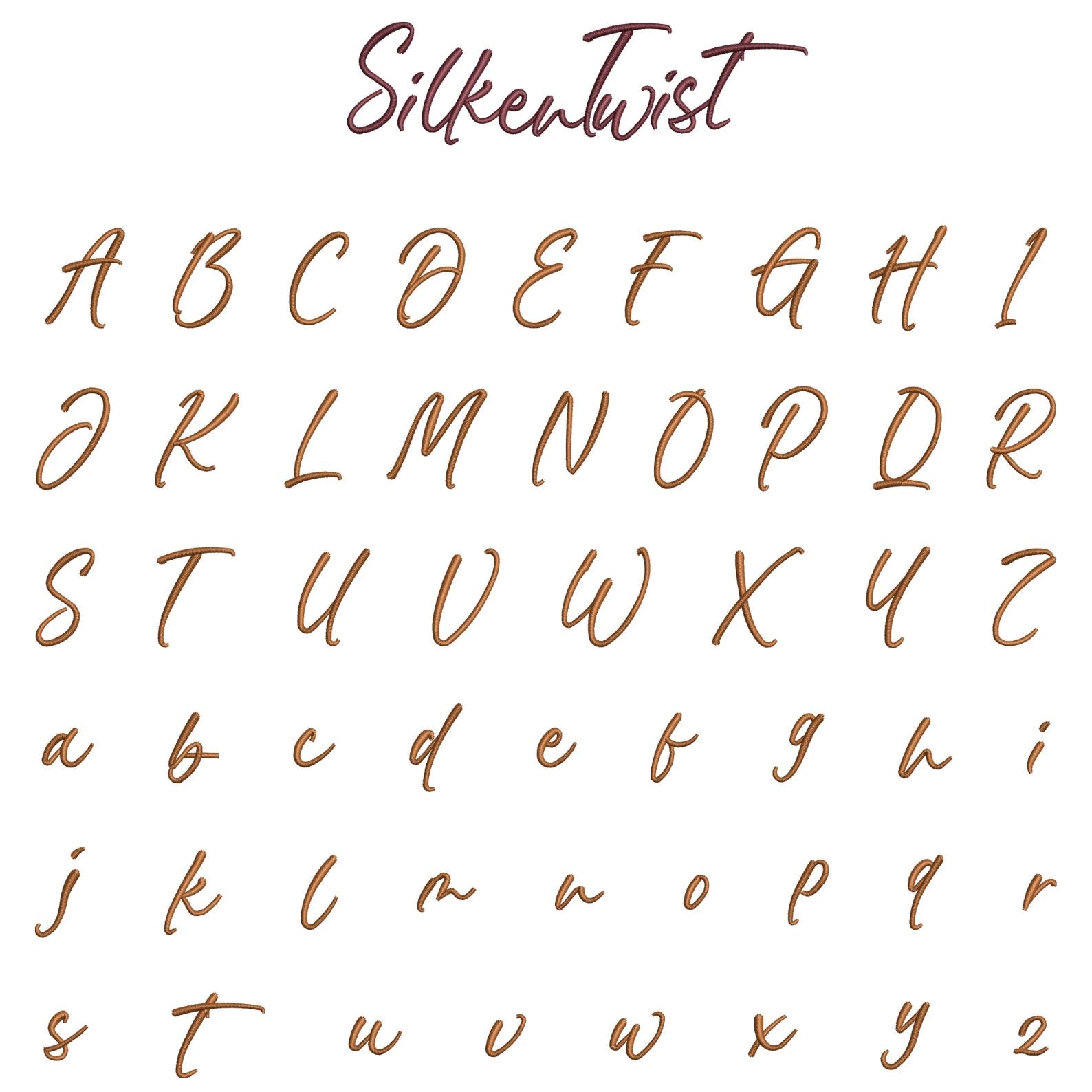 BX Cursive Machine Embroidery Font, Monogram Script Alphabet, Satin ...