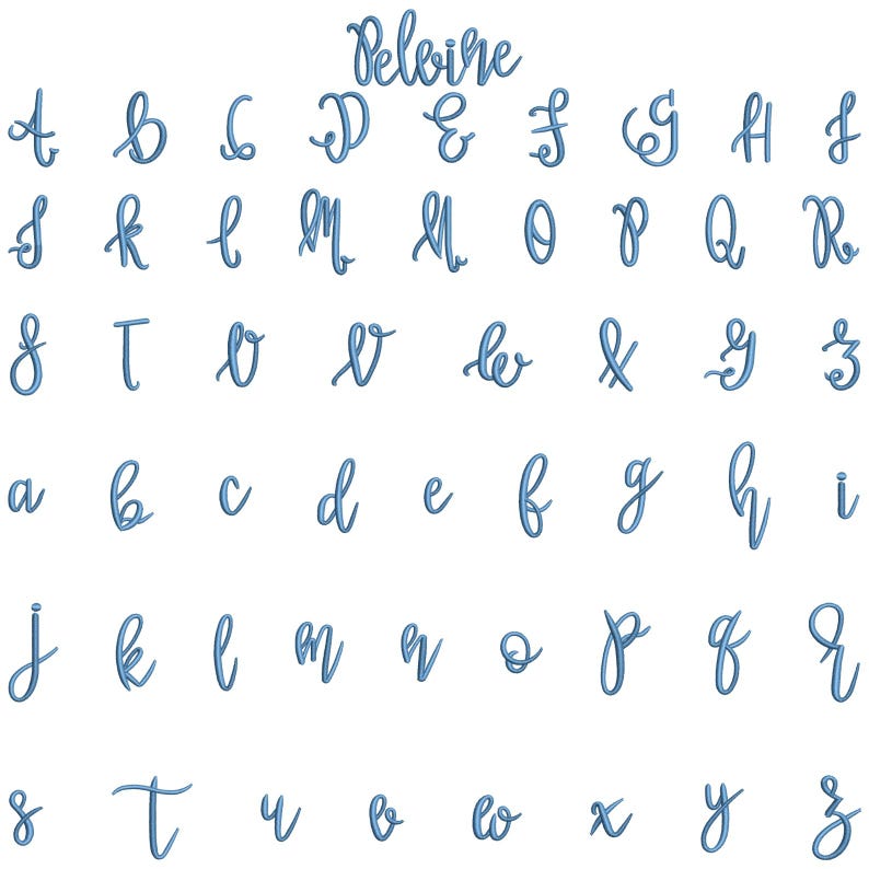 Modern Cursive Machine Embroidery Font, Monogram Script Alphabet, Satin ...