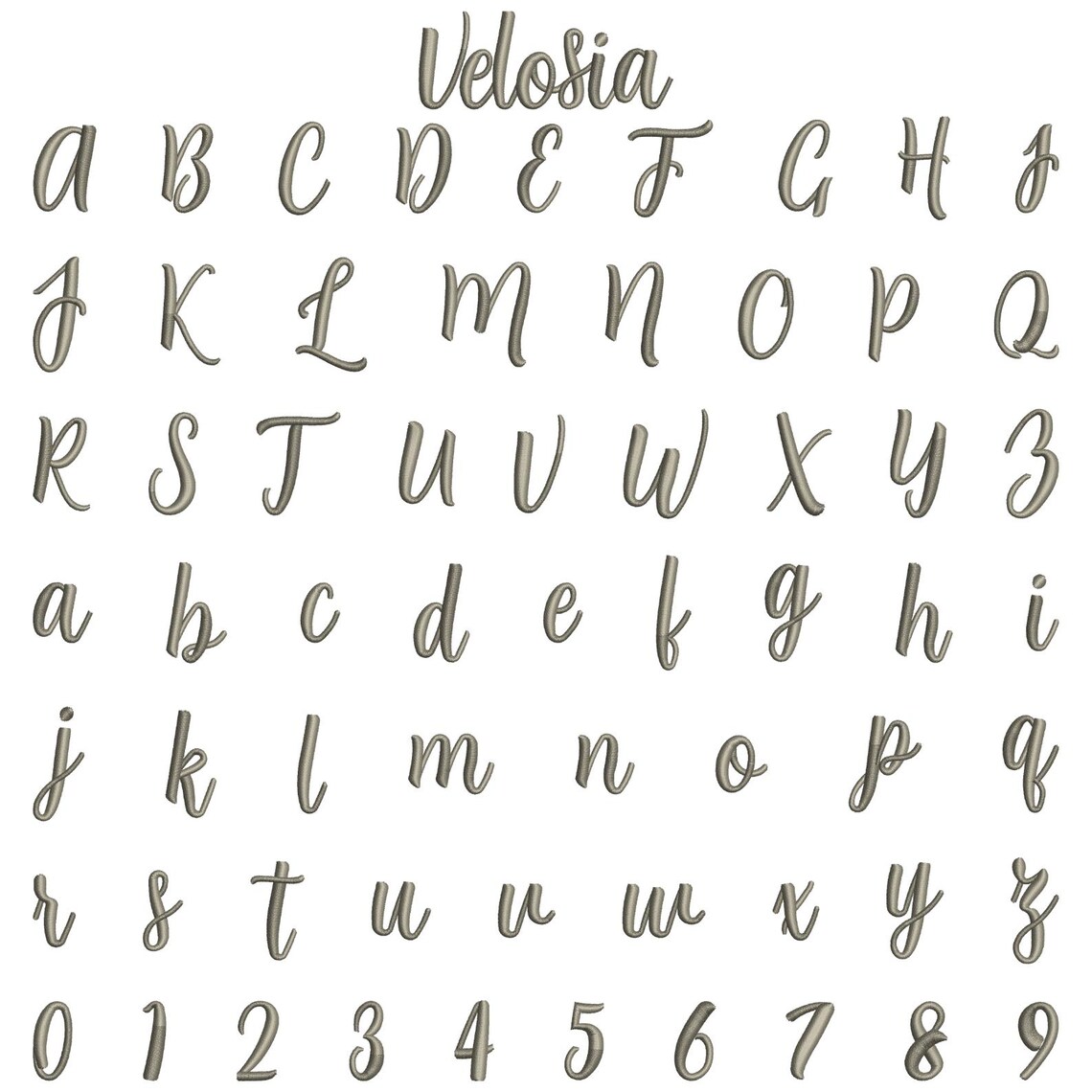Modern Cursive Machine Embroidery Font, Monogram Script Alphabet, Satin ...