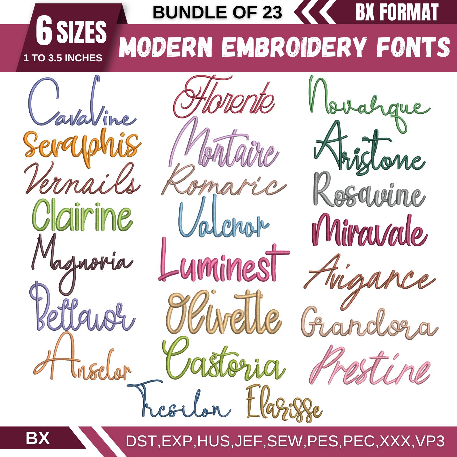 BX Cursive Machine Embroidery Font, Monogram Script Alphabet, Satin ...