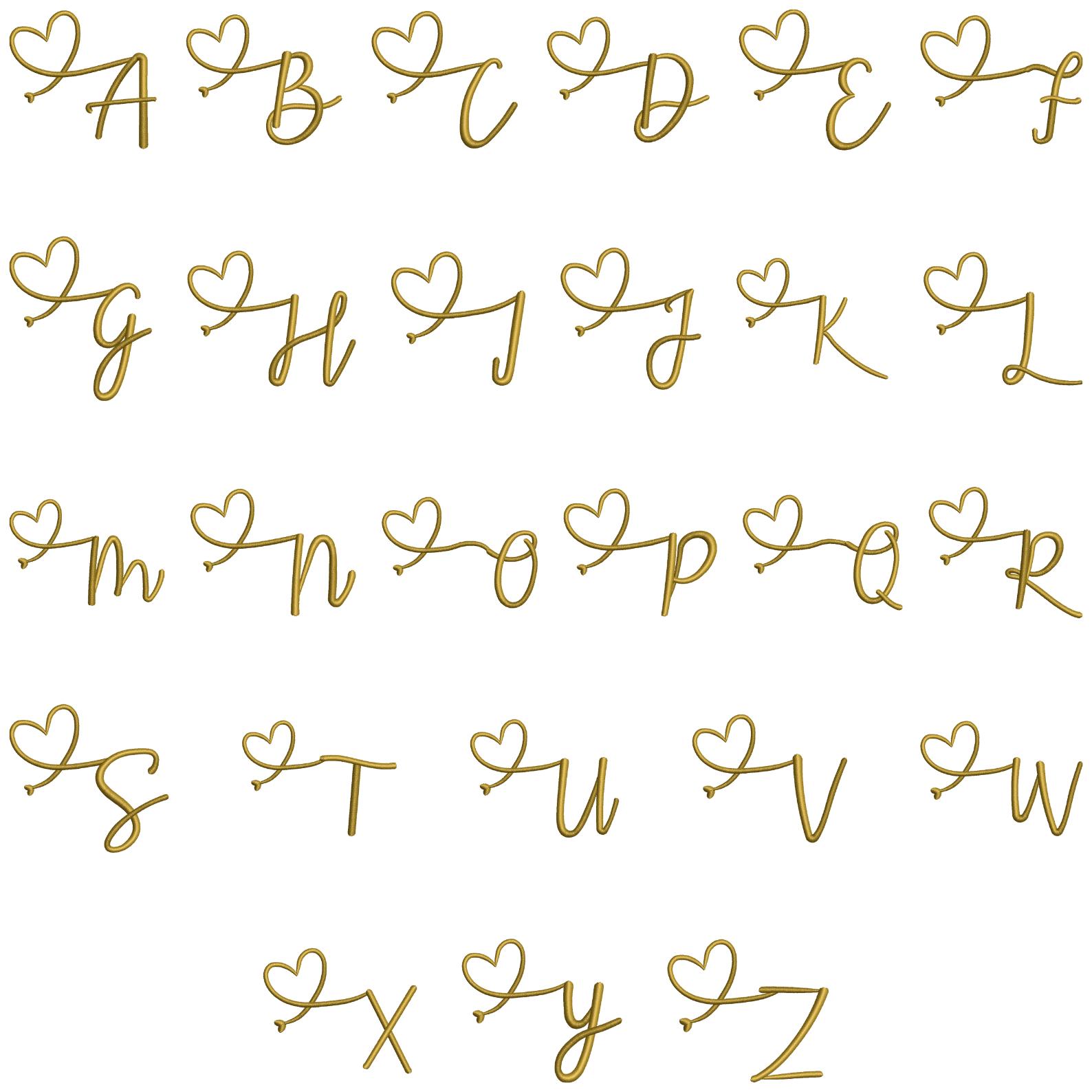 BX Cursive Machine Embroidery Font, Monogram Script Alphabet, Satin ...