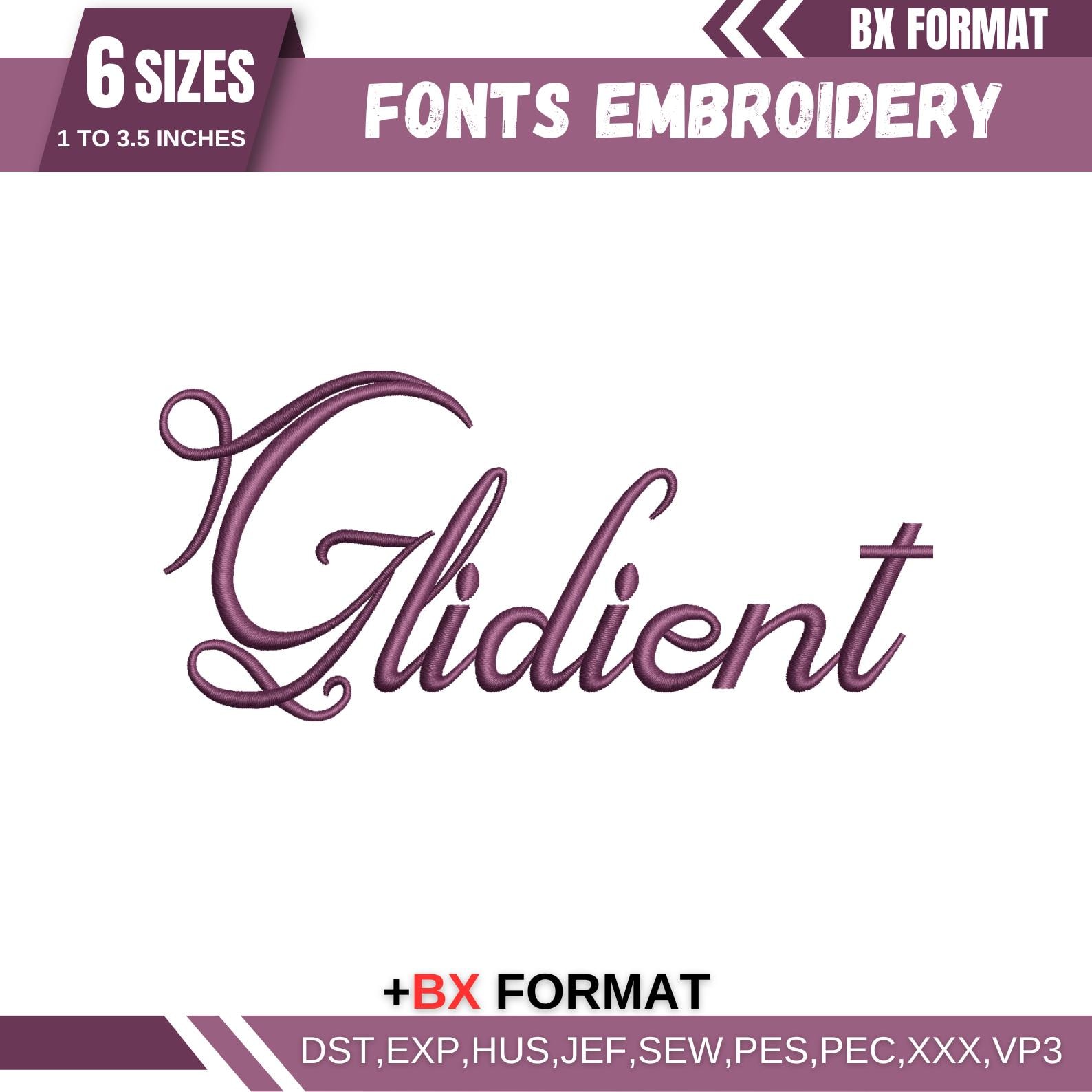 BX Cursive Machine Embroidery Font, Monogram Script Alphabet, Satin ...