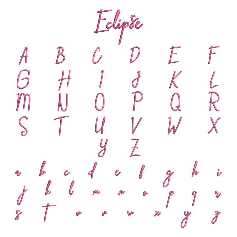 BX Cursive Machine Embroidery Font, Monogram Script Alphabet, Satin ...