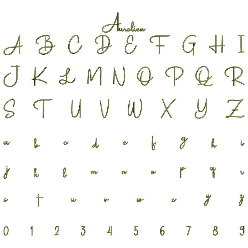 BX Cursive Machine Embroidery Font, Monogram Script Alphabet, Satin ...