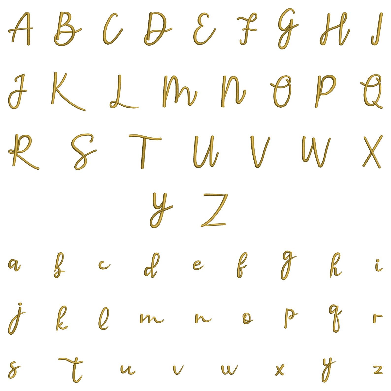 BX Cursive Machine Embroidery Font, Monogram Script Alphabet, Satin ...