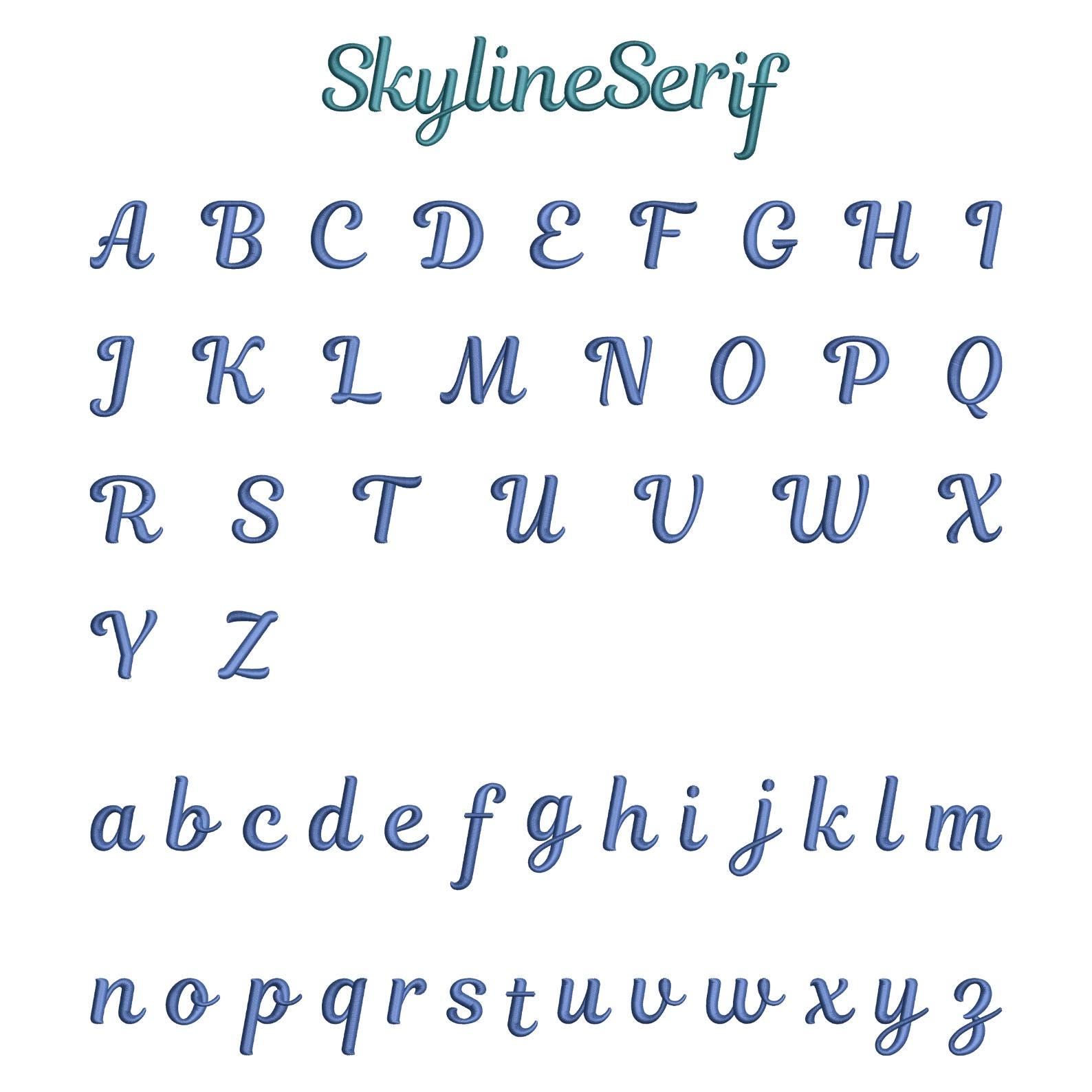 BX Cursive Machine Embroidery Font, Monogram Script Alphabet, Satin ...