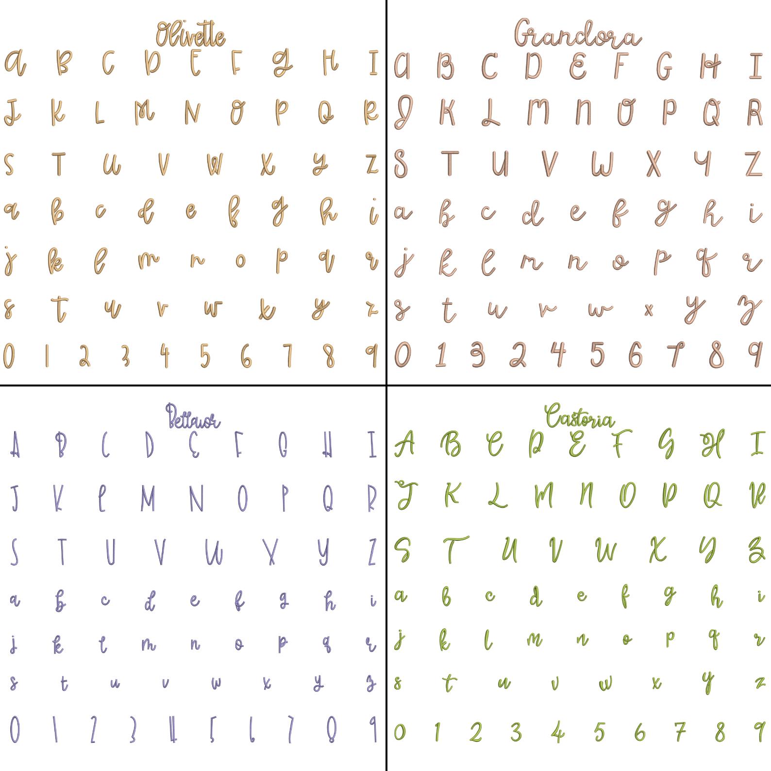 BX Cursive Machine Embroidery Font, Monogram Script Alphabet, Satin ...