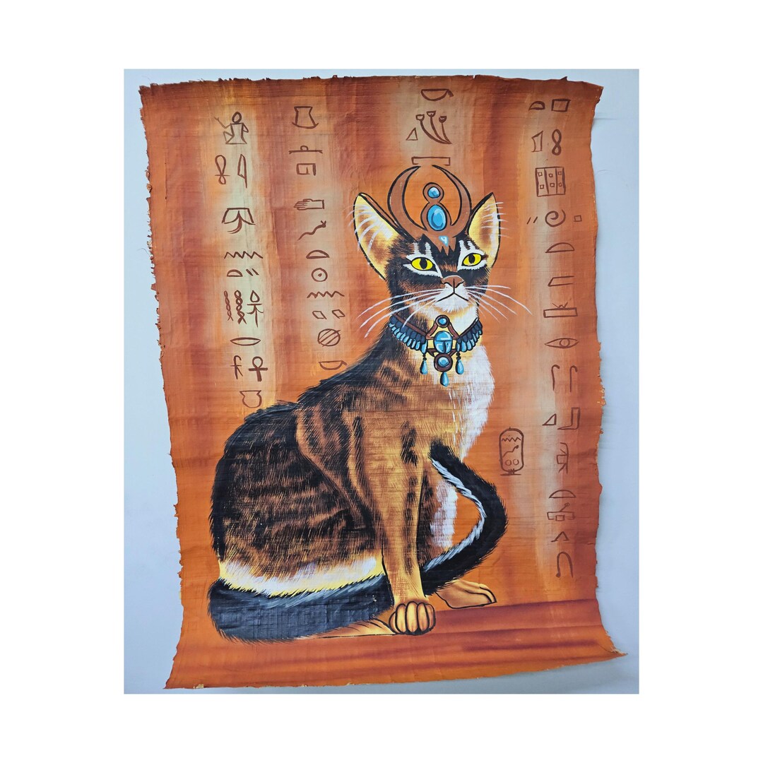 Ancient Egyptian Papyrus Stela of the Goddess Bastet - A Masterpiece of ...