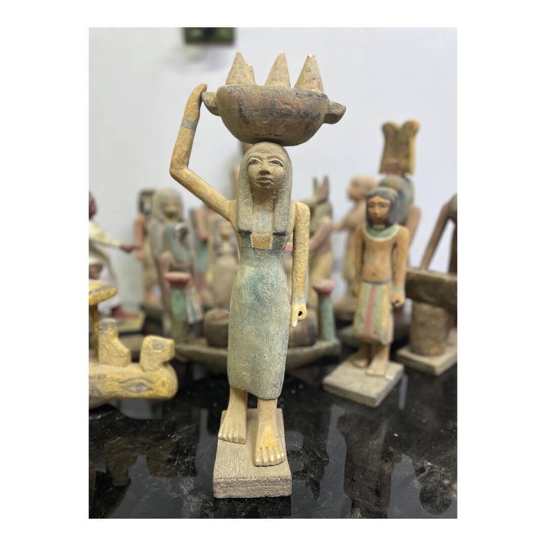 Rare Ancient Egyptian Wooden Statue of a Bakari Woman Holding Food ...