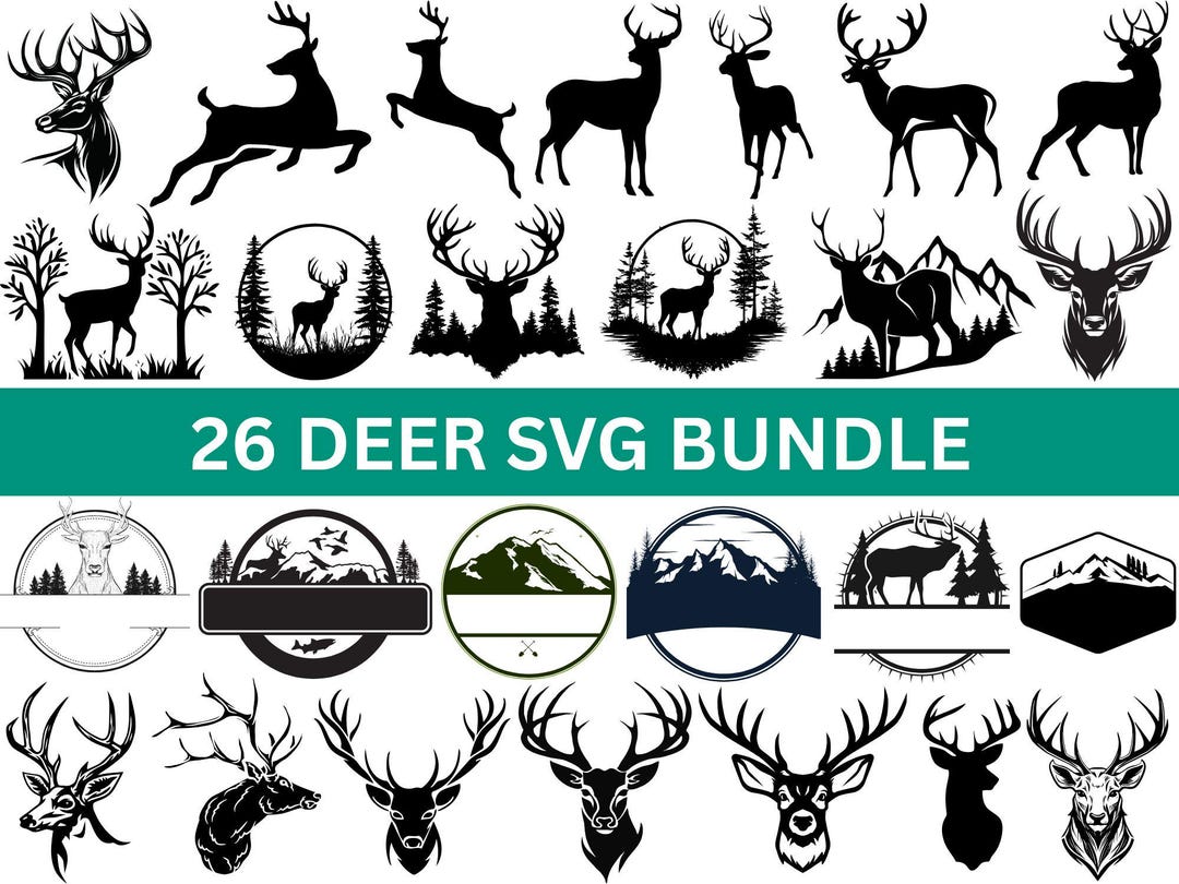 Deer SVG Bundle,deer Head Vector Svg Png File,deer Cut Files,svg Files ...