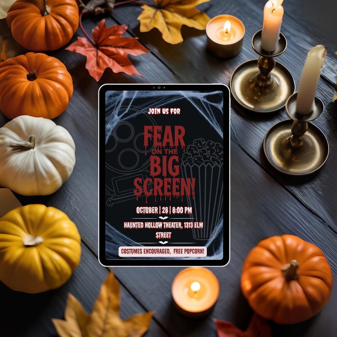 Halloween Horror Movie Night Invitation | Spooky Scary Movie Party ...