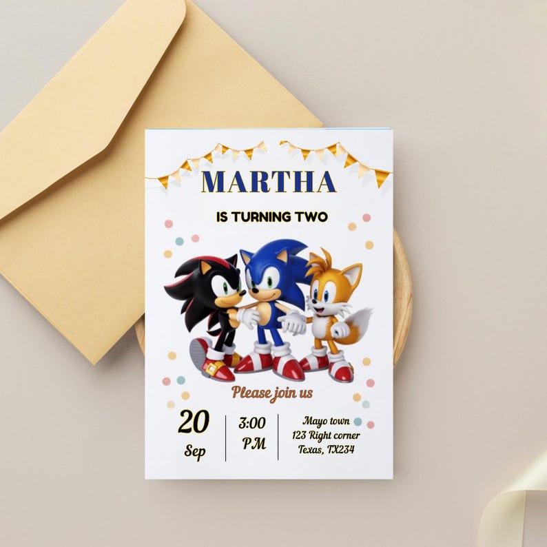 Sonic Birthday Invitation |editable Sonic Party Invite |sonic Shadow ...