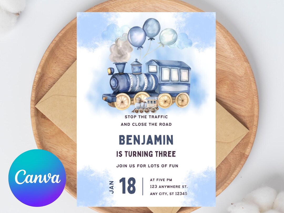 Editable Train Birthday Invitation Template, Toy Train Invitation ...