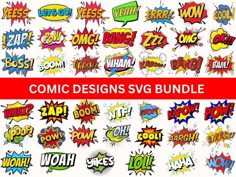 Comic Style Action Svg Bundle,pop Art Text,comic Cartoon Style,comic ...