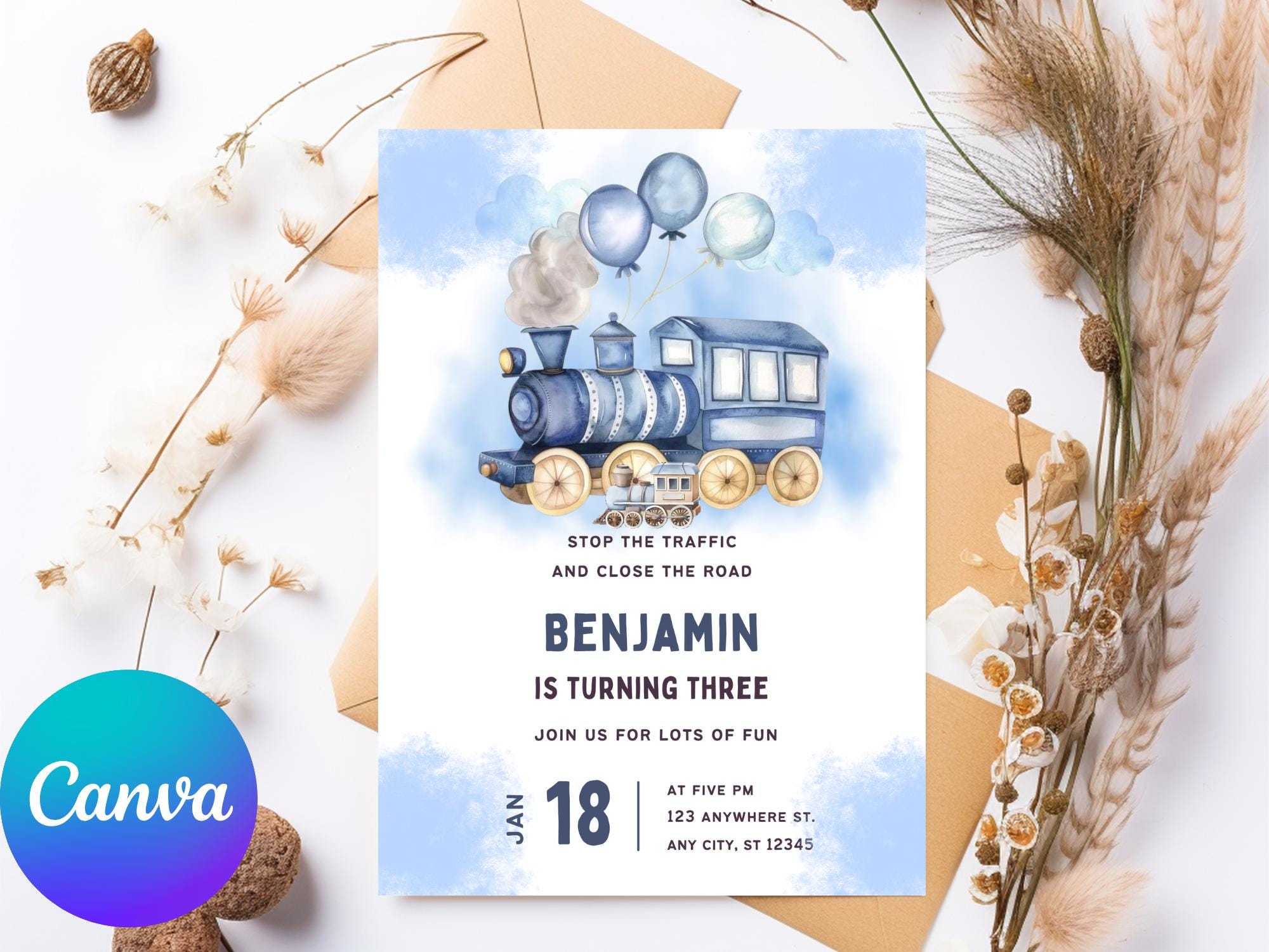 Editable Train Birthday Invitation Template, Toy Train Invitation ...