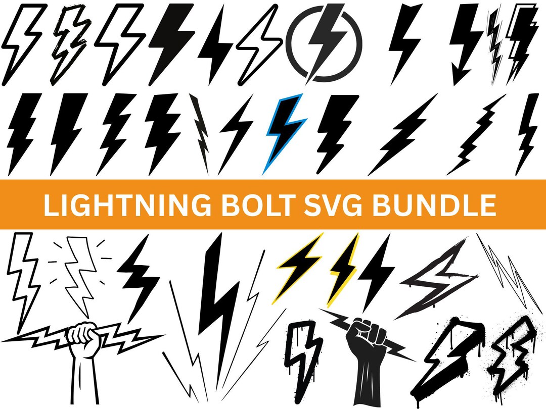 Lightning Bolt Svg,lightning SVG Bundle,flash Svg,lightning Clipart,thunder Svg,lightning Cut ...