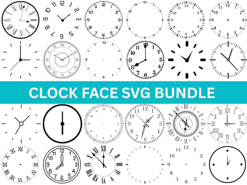 Clock Face Svg Bundle,roman Numeral Clock,modern Clock Face Design ...